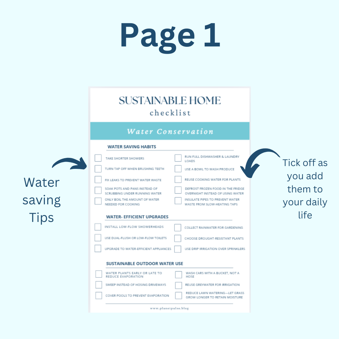 Water Conservation Checklist – Planet Pulse